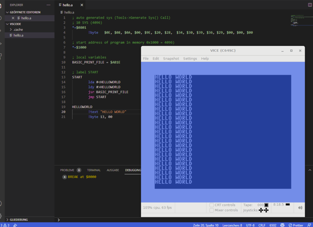 C64 Assembler Programmierung - Visual Studio Code - Technology Blog